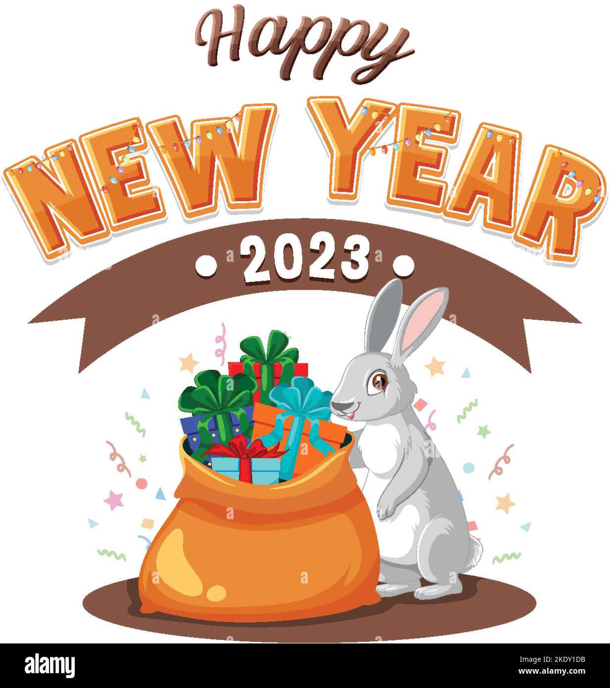 Year of the Rabbit Happy New Year Banner illustration Stock Vector ...