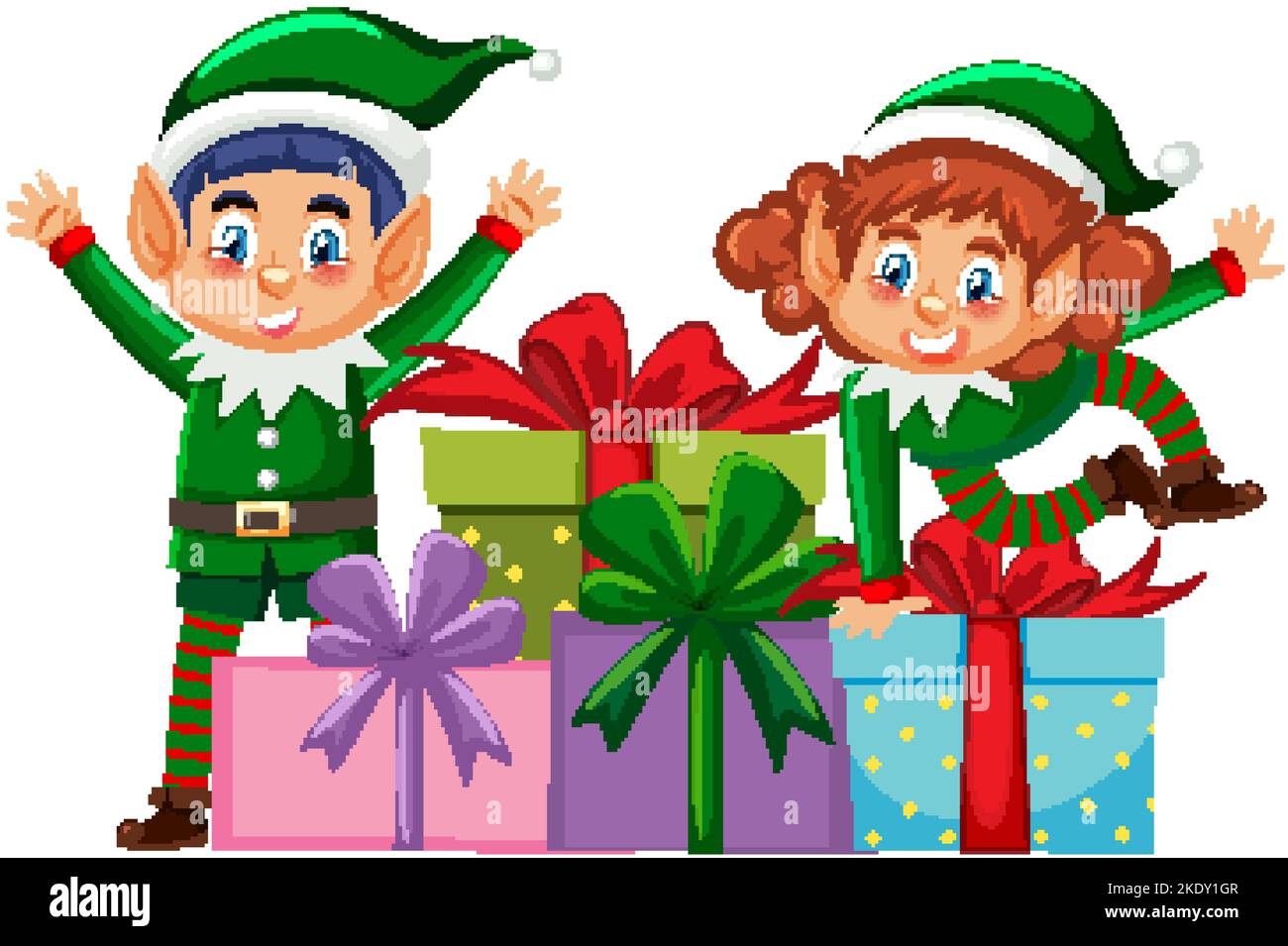 Christmas elf cartoon character illustration Stock Vector Image & Art ...
