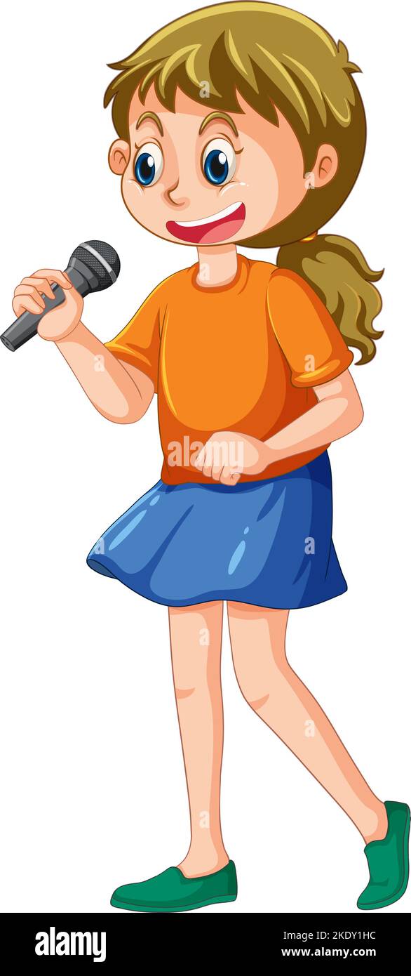 Singer girl cartoon character isolated illustration Stock Vector Image ...