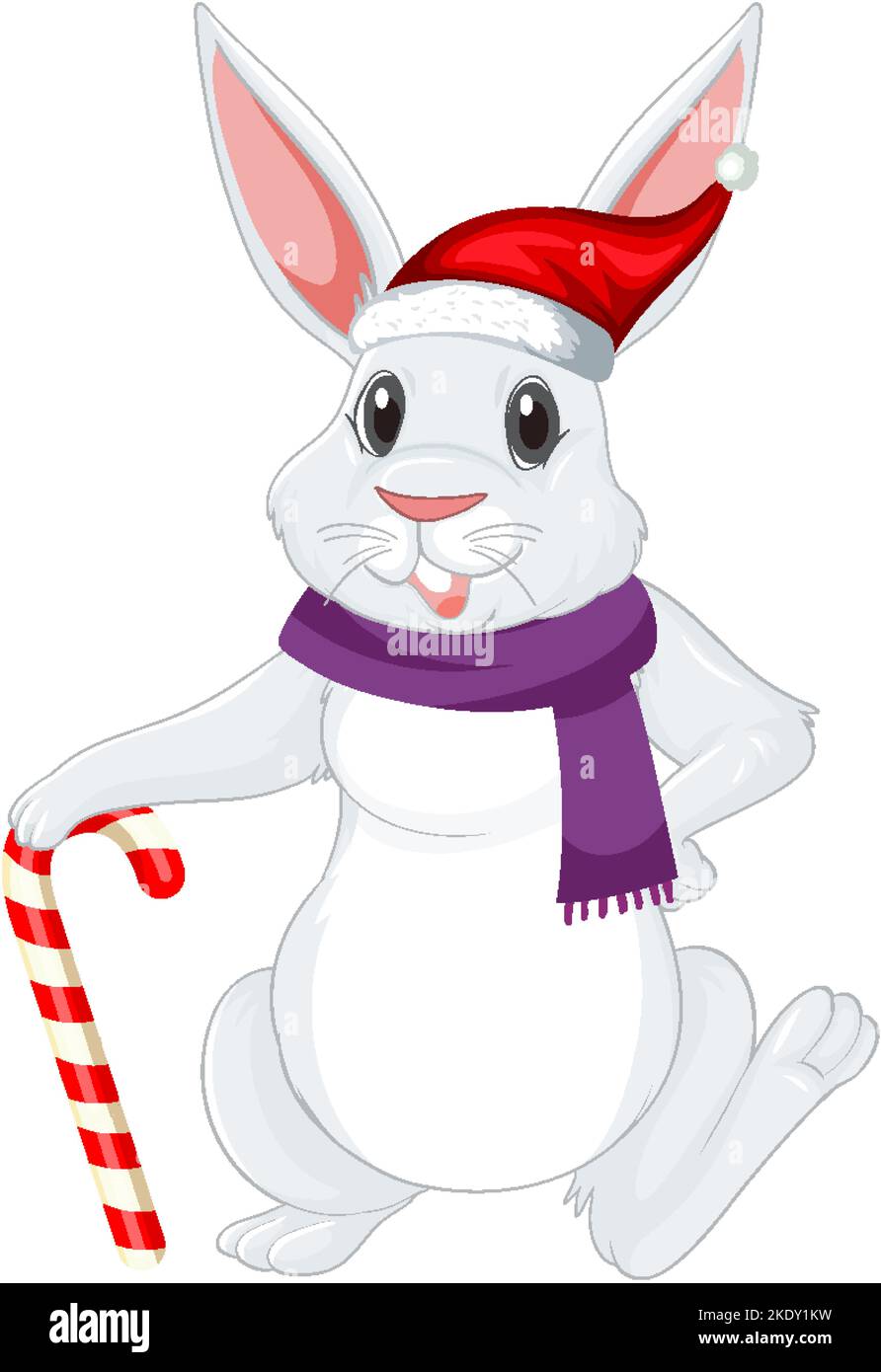 Cute white rabbit cartoon character illustration Stock Vector Image ...