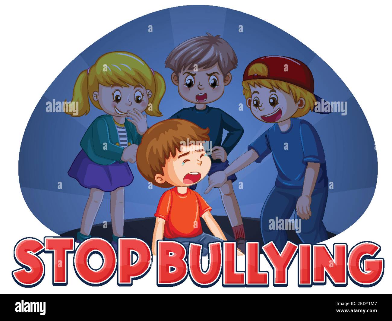 Stop Bullying text with cartoon character illustration Stock Vector ...