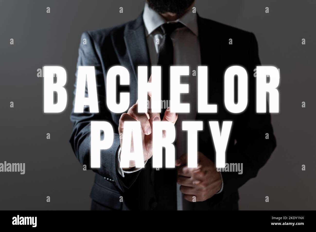 Conceptual caption Bachelor Party, Concept meaning Party given for a ...