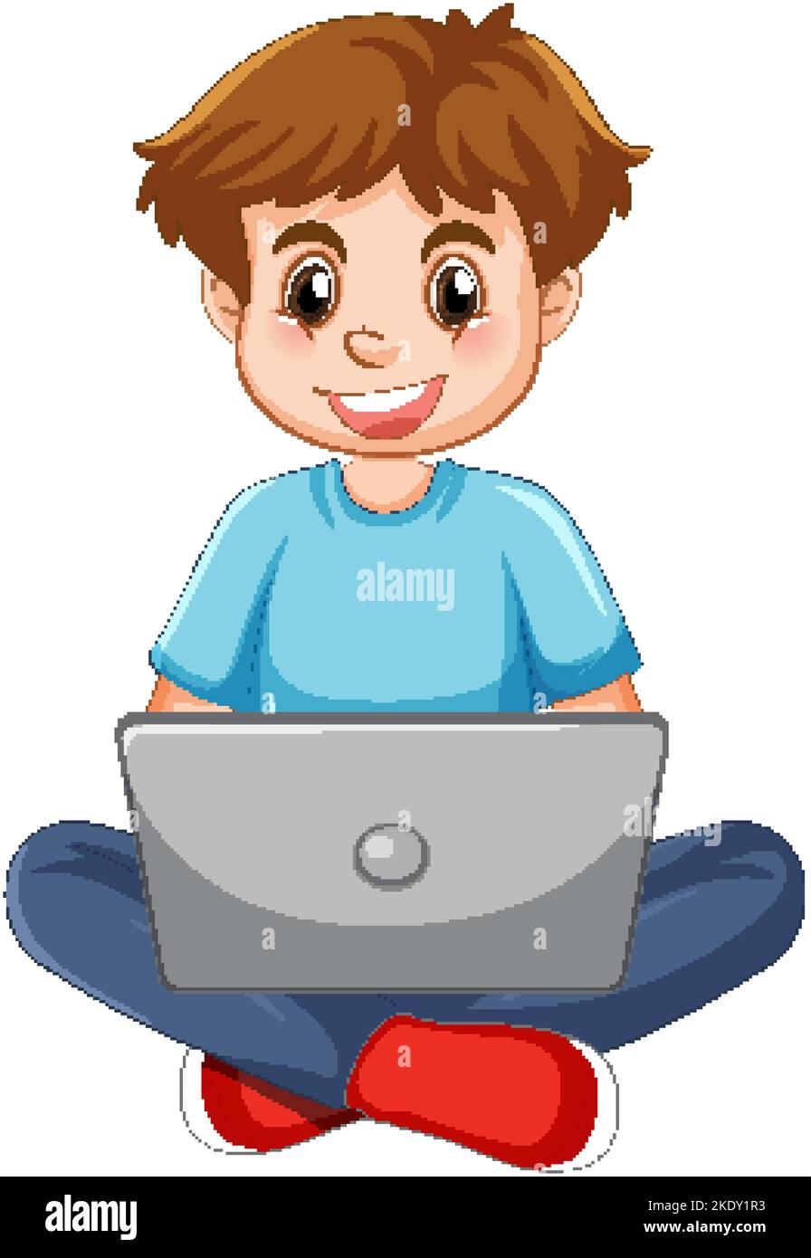 A man using laptop cartoon illustration Stock Vector Image & Art - Alamy