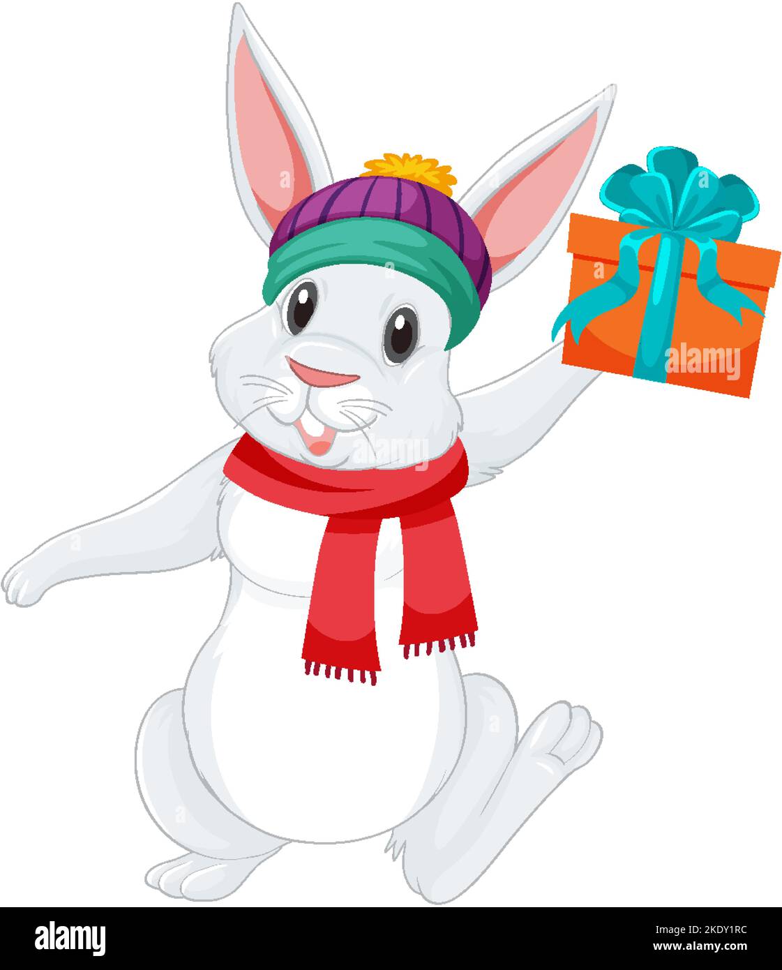Cute white rabbit cartoon character illustration Stock Vector Image ...