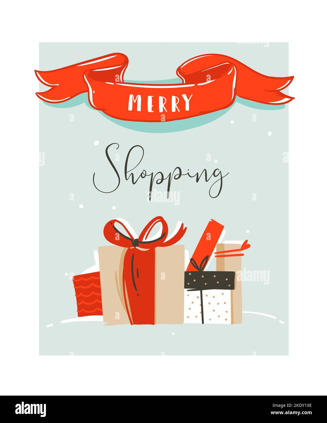 Hand drawn vector abstract fun Merry Christmas time cartoon ...