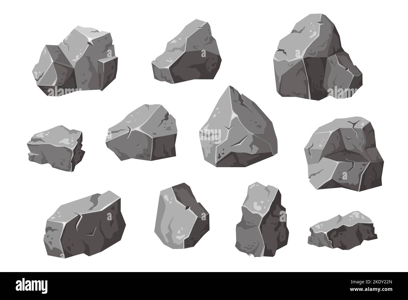 Set Stones solid natural building material . Landscape element. Coal ...