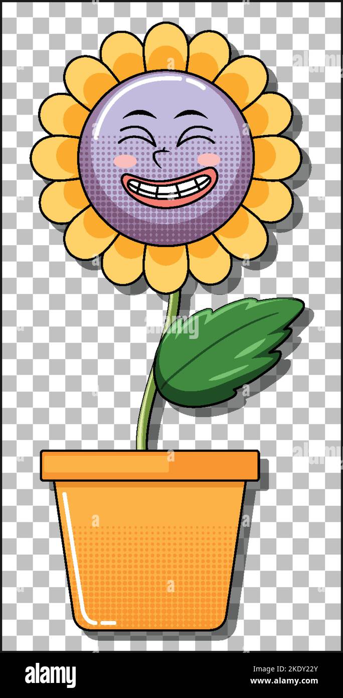 Flower cartoon character in pot illustration Stock Vector Image & Art ...