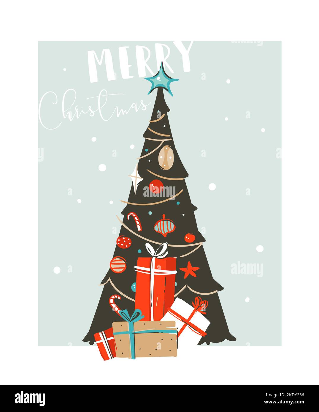 Hand drawn vector abstract fun Merry Christmas time cartoon ...