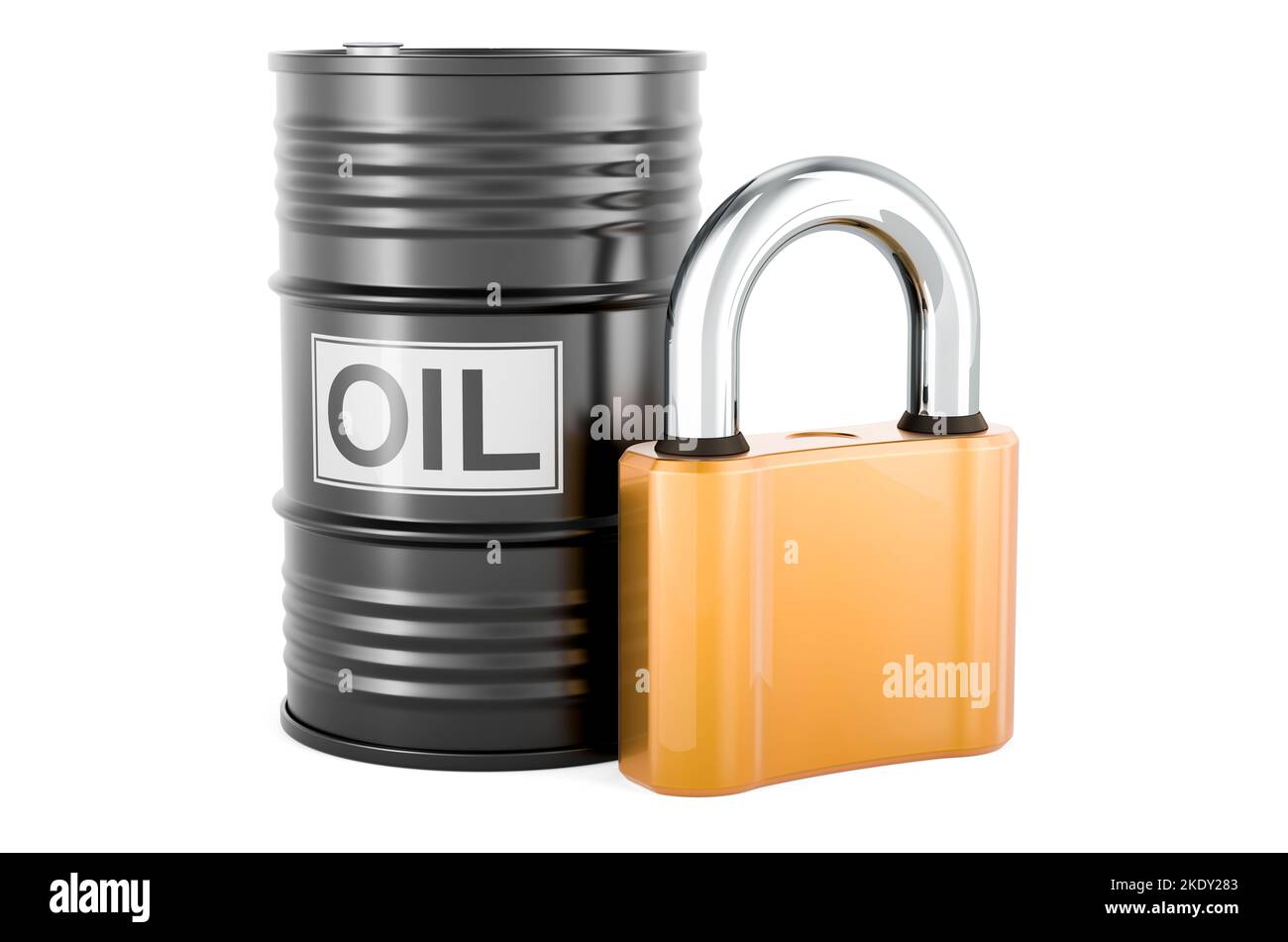 Oil barrel with padlock, 3D rendering isolated on white background ...
