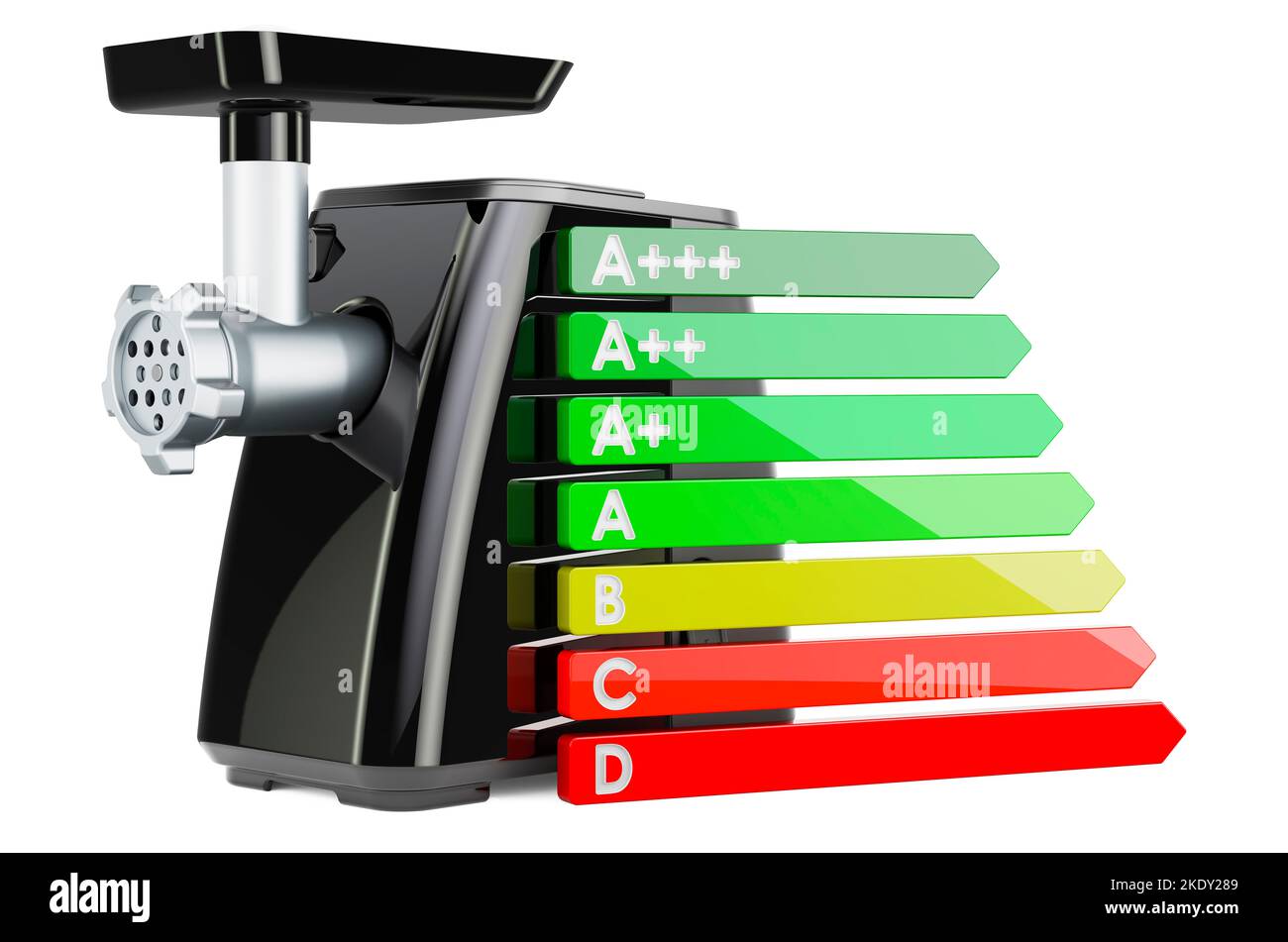 Meat grinder with energy efficiency chart, 3D rendering Stock Photo - Alamy