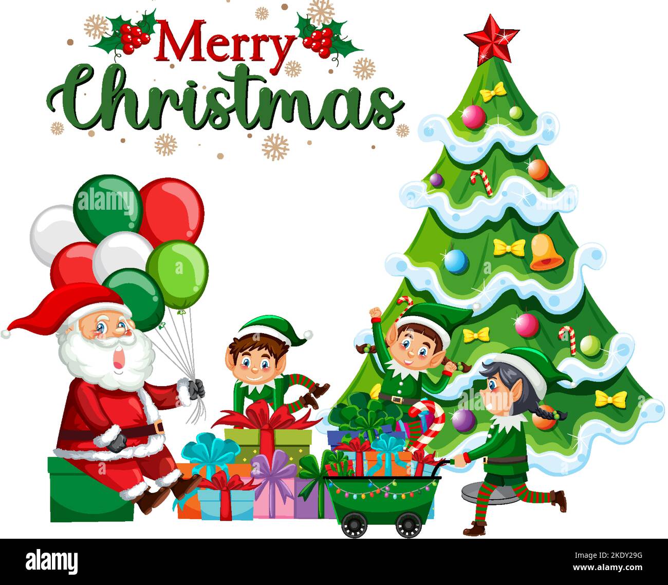Cartoon illustration words merry christmas Cut Out Stock Images ...