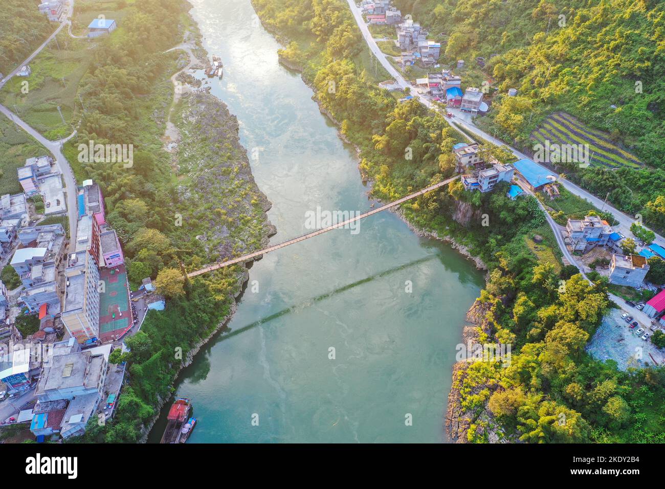 Aerial photos show China's fourth largest cable bridge - Longwan Cable ...