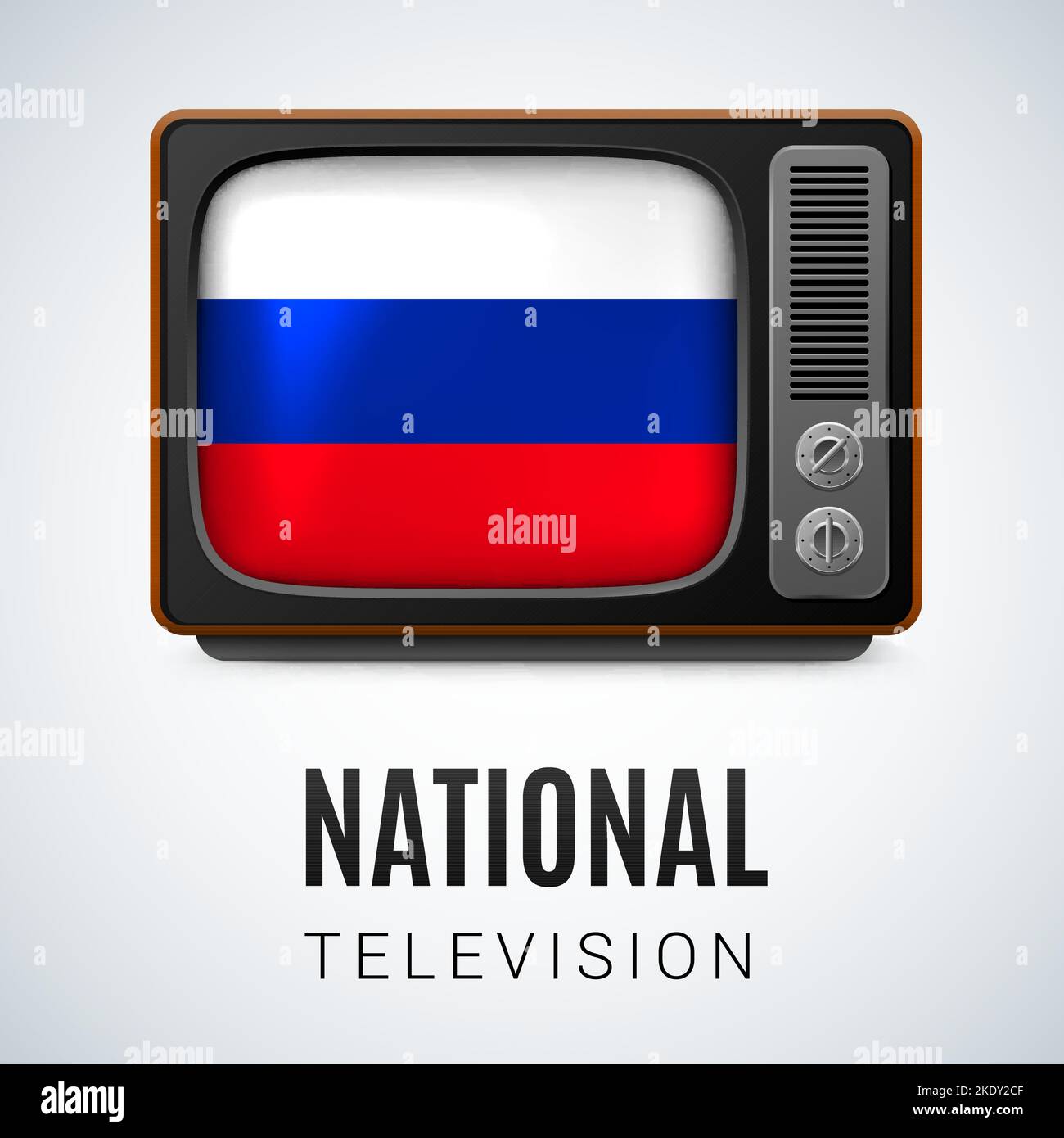 Vintage TV and Flag of Russian Federation as Symbol National Television ...