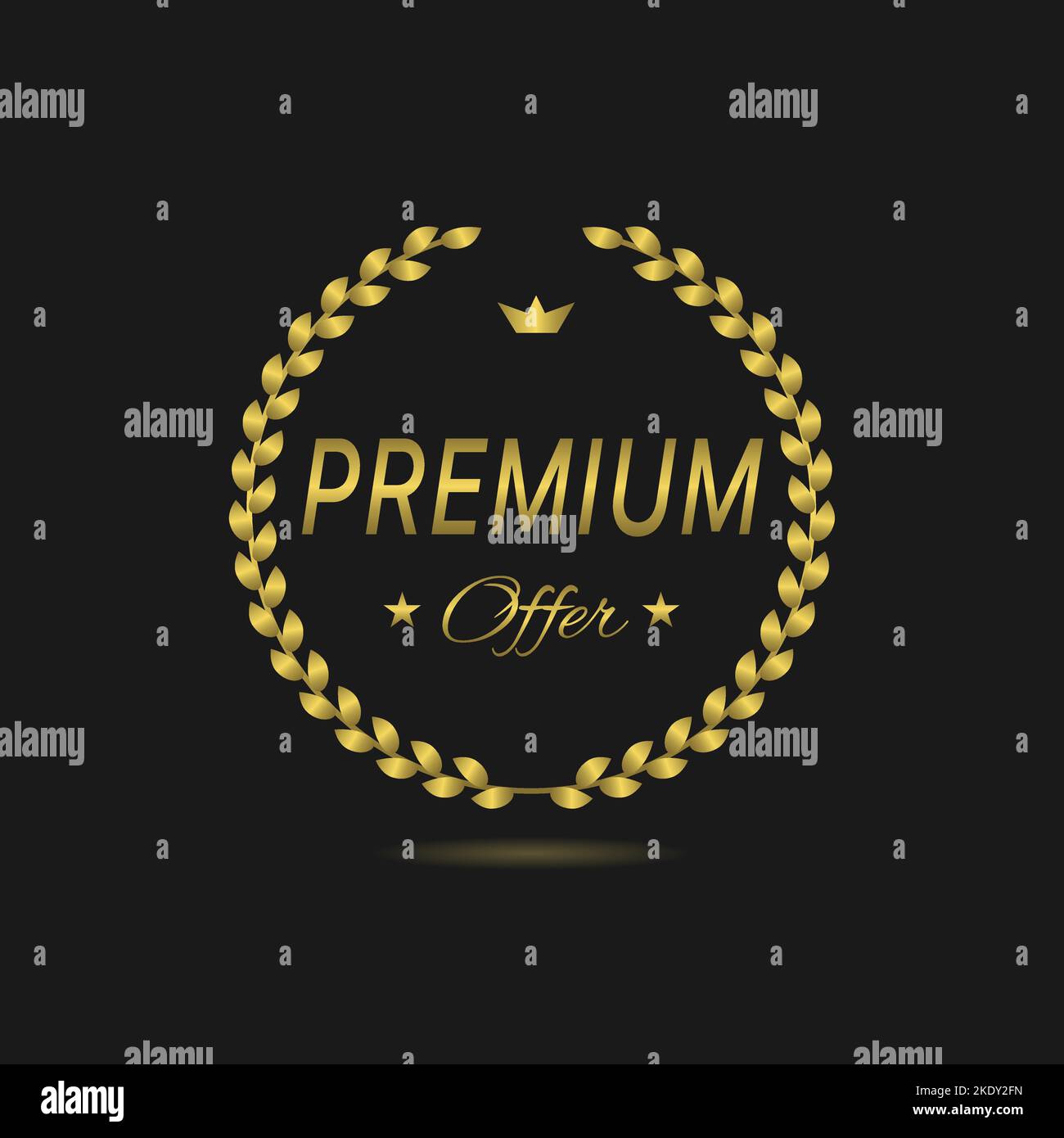 Premium offer golden laurel wreath label Stock Vector Image & Art - Alamy