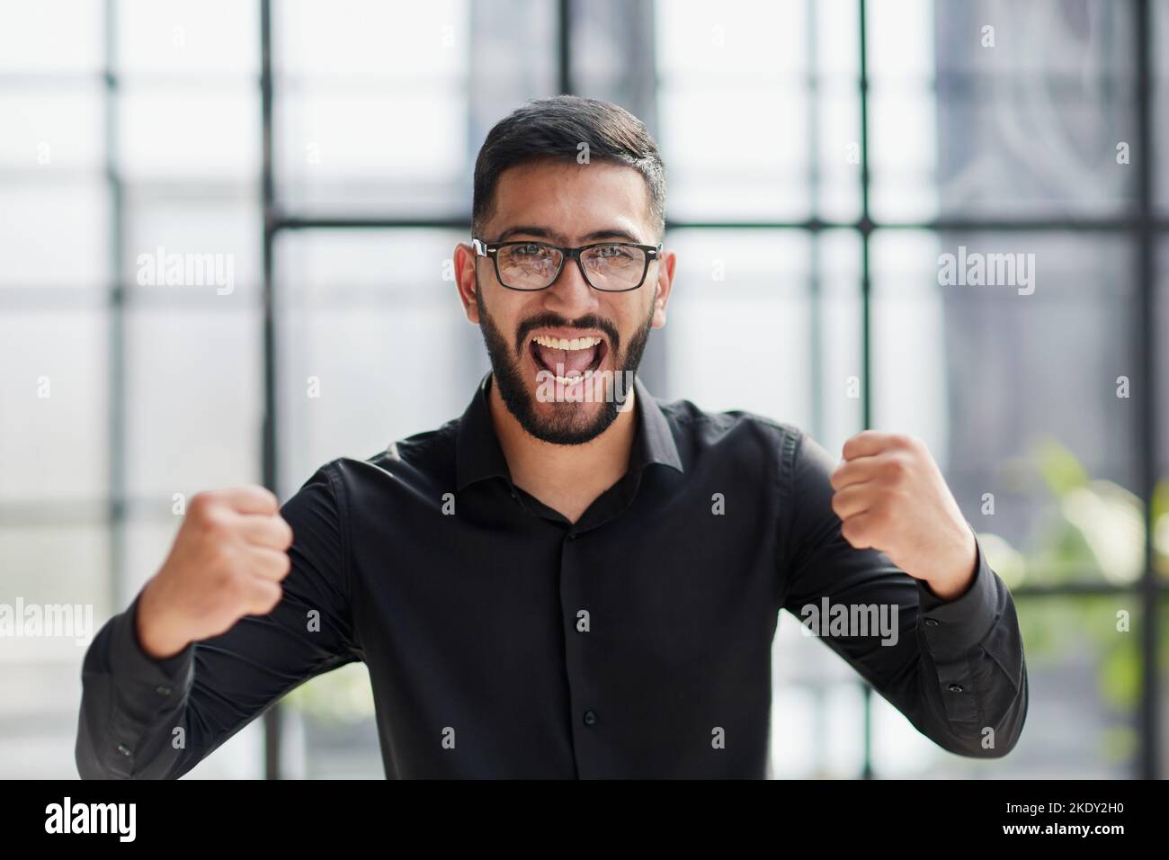 Portrait of a cheerful businessman celebrating his success Stock Photo ...