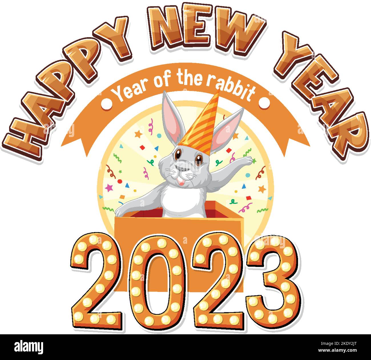 Year of the Rabbit Happy New Year Banner illustration Stock Vector ...