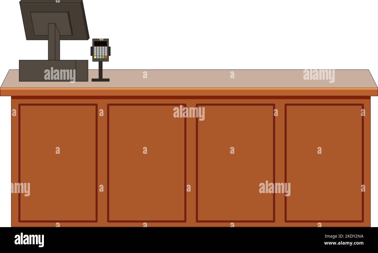 Isolated wooden cashier counter illustration Stock Vector Image & Art ...