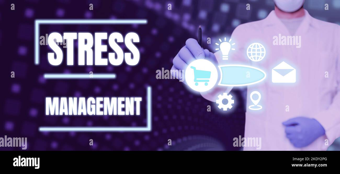 Handwriting text Stress Management, Business showcase method of ...