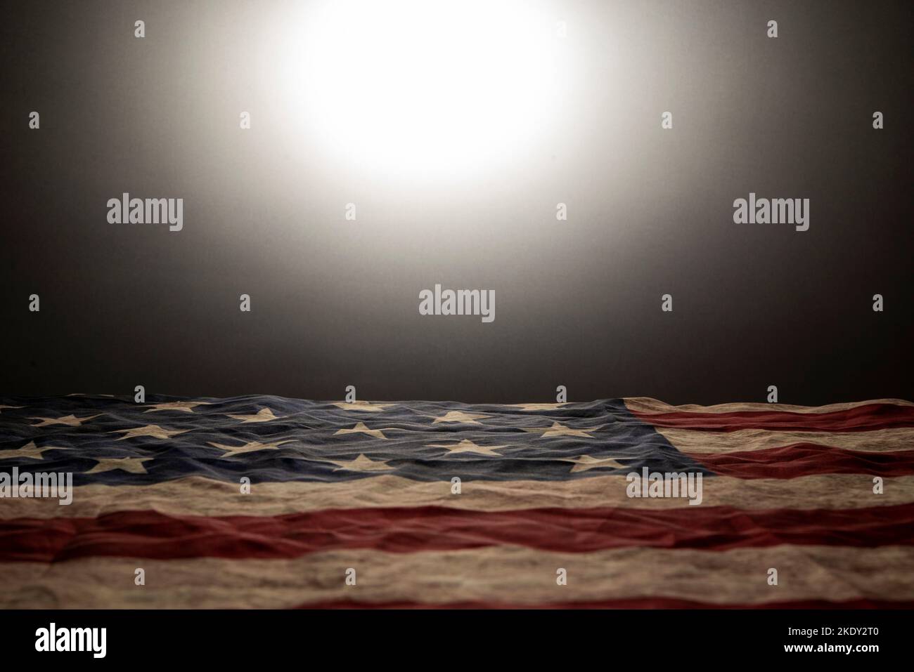 United States of America flag on table with bright hope concept ...