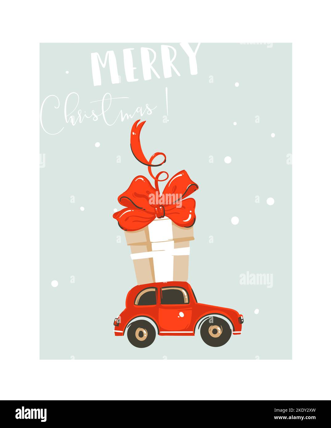 Hand drawn vector abstract fun Merry Christmas time cartoon ...