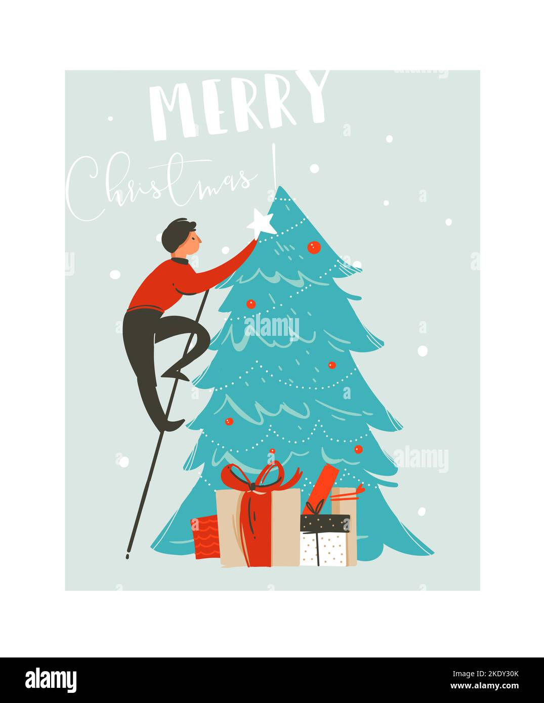 Hand drawn vector abstract fun Merry Christmas time cartoon ...