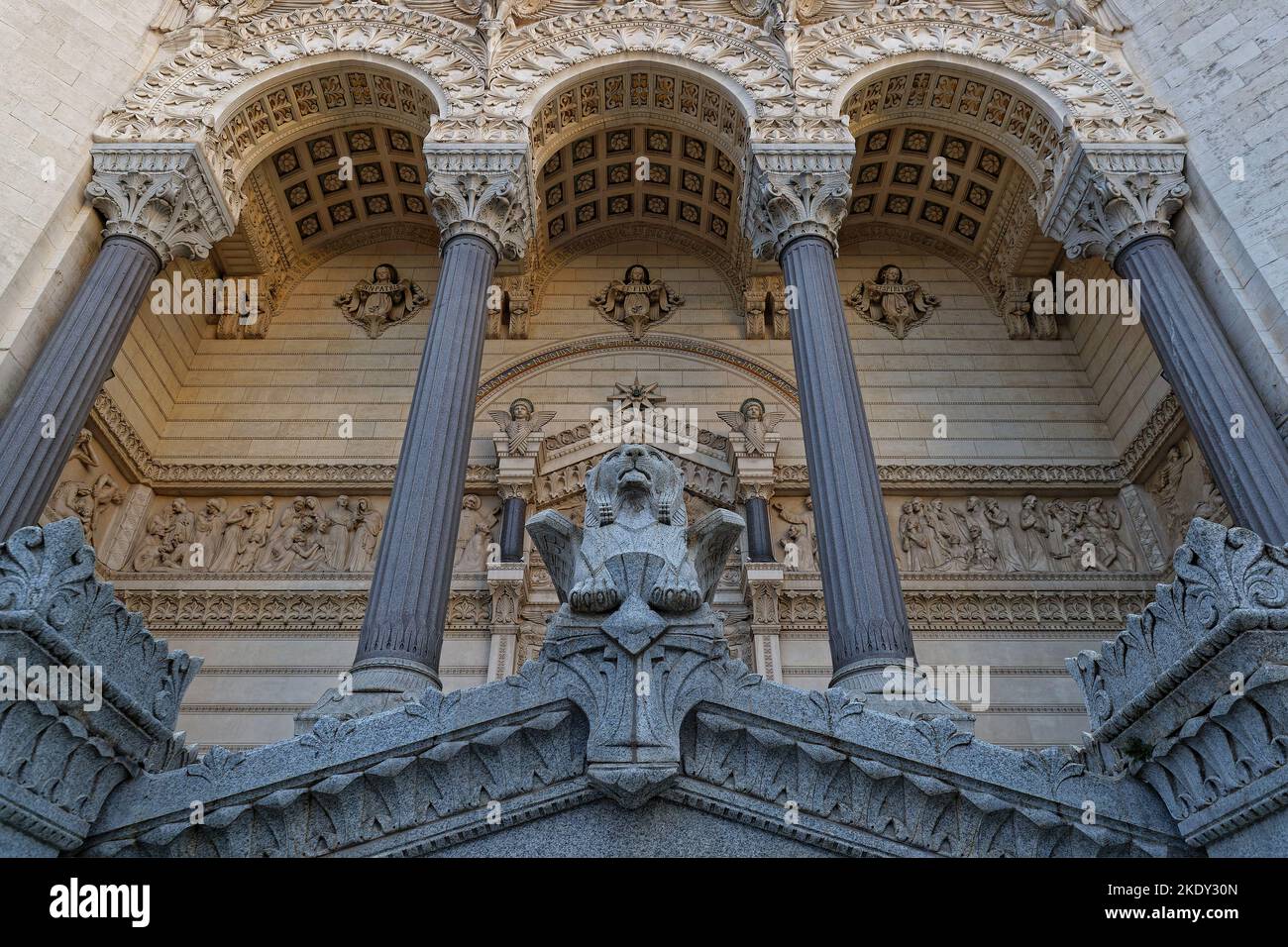 LYON, FRANCE, November 8, 2022 : Main facade of Fourvière Basilica ...
