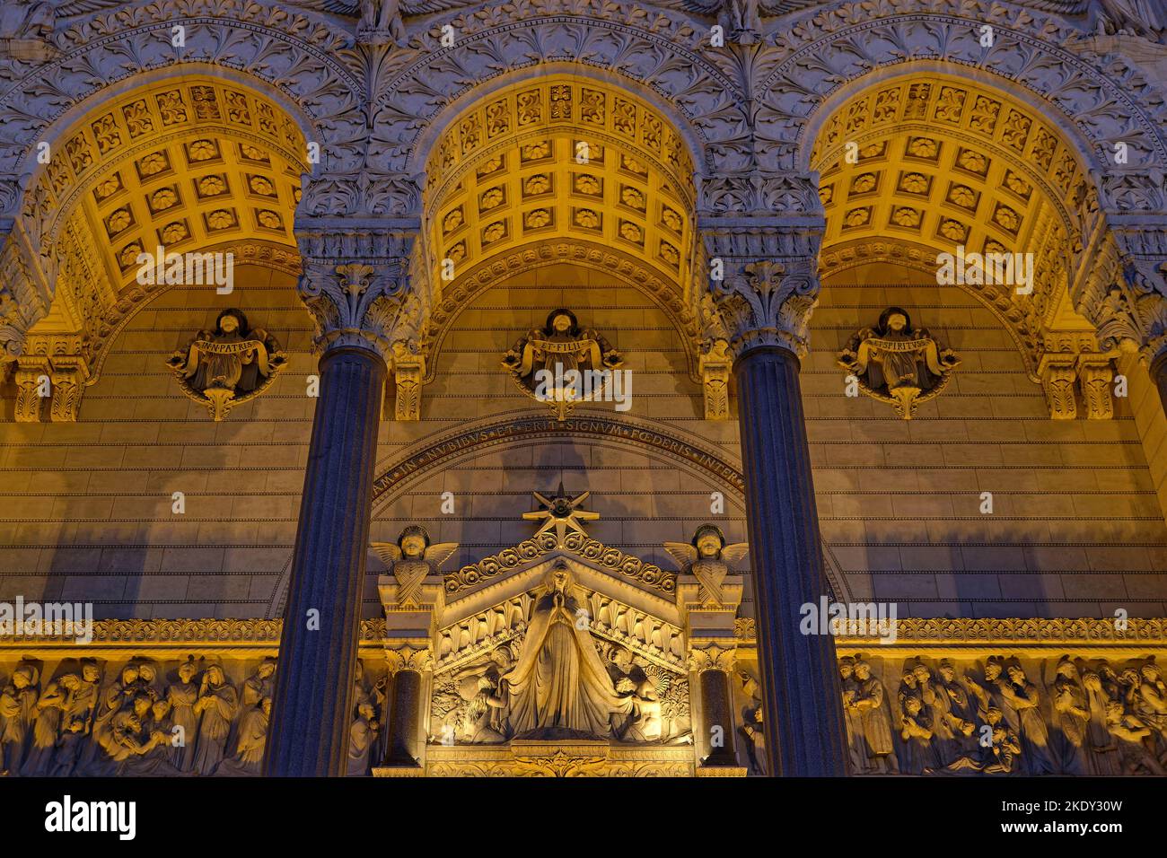 LYON, FRANCE, November 8, 2022 : Main facade of Fourvière Basilica ...