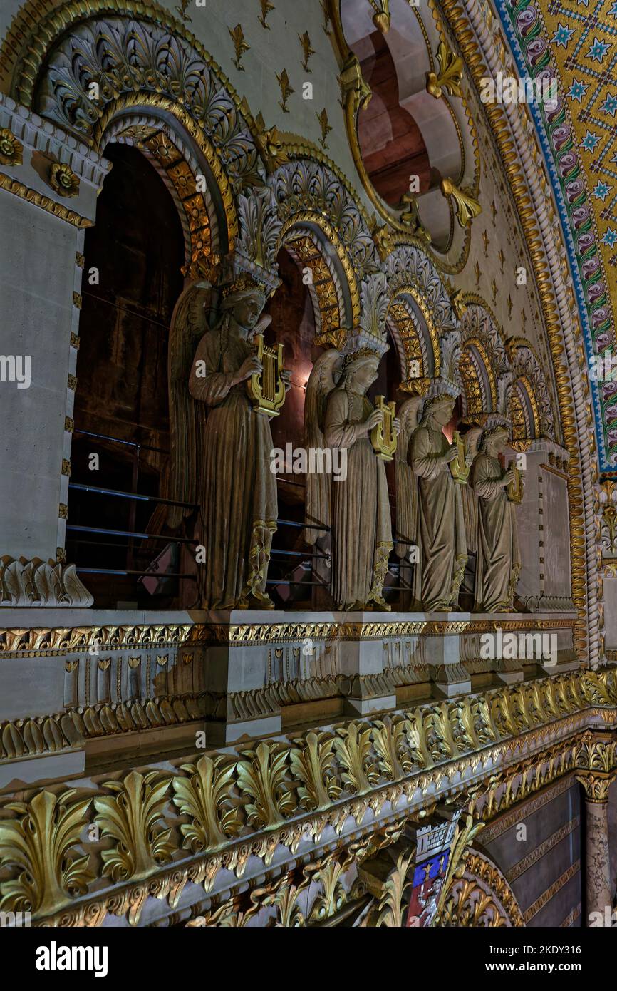 LYON, FRANCE, November 8, 2022 : Fourviere Basilica mozaics. Lyon ...