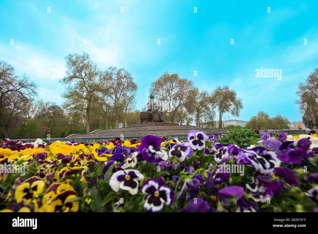 Statue of Amir Timur in Samarkand, Uzbekistan. Amir Timur 1370 - 1405 ...