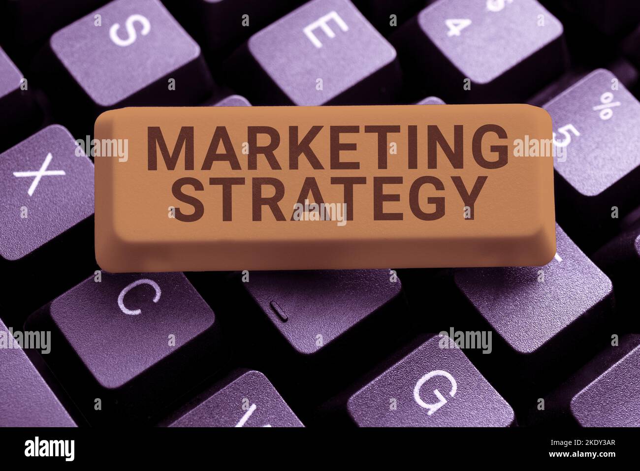 Sign displaying Marketing Strategy, Word Written on plan of action ...