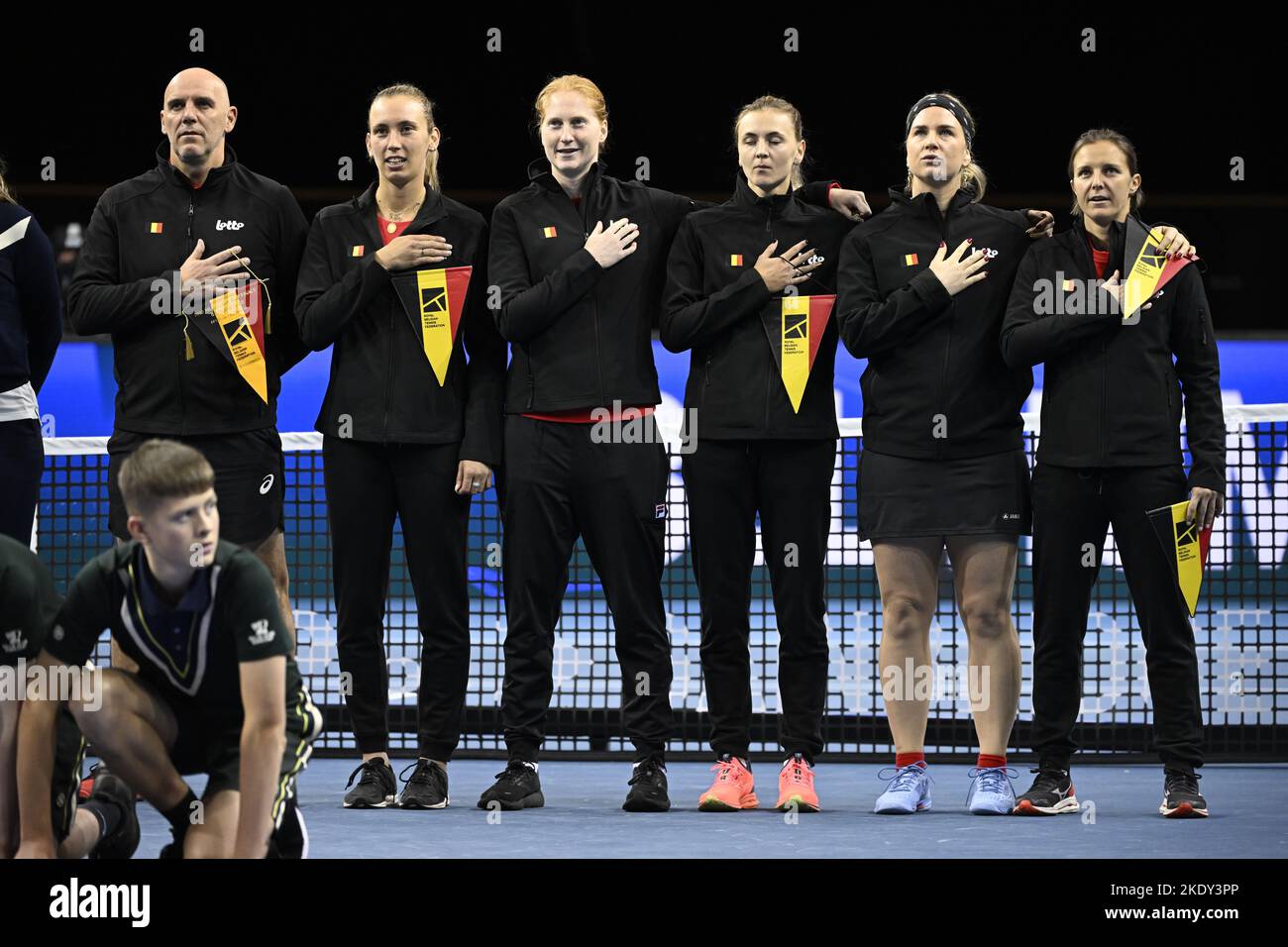 Belgian captain Johan Van Herck, Belgian Elise Mertens, Belgian Alison ...