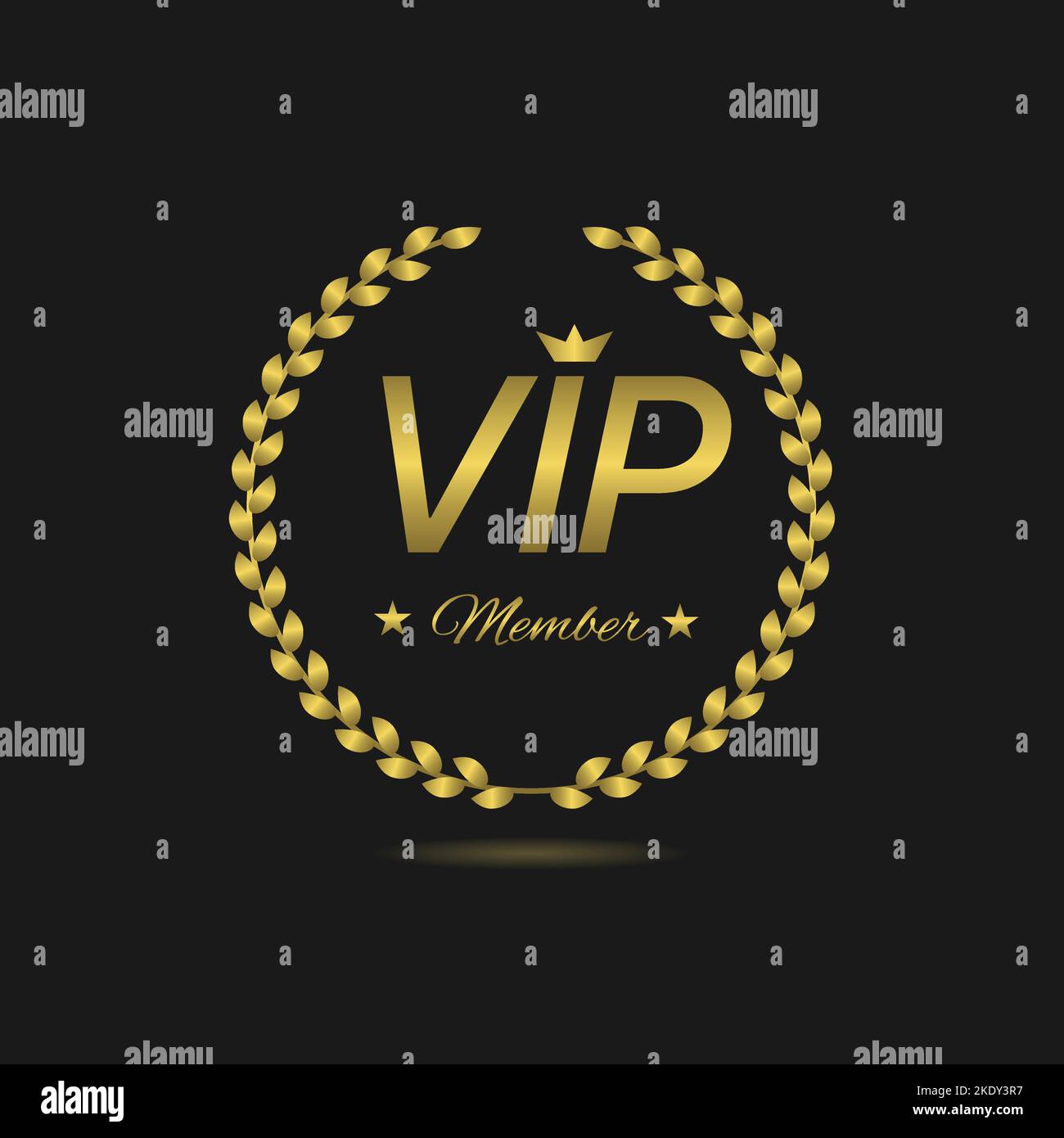 Vip member golden laurel wreath label Stock Vector Image & Art - Alamy