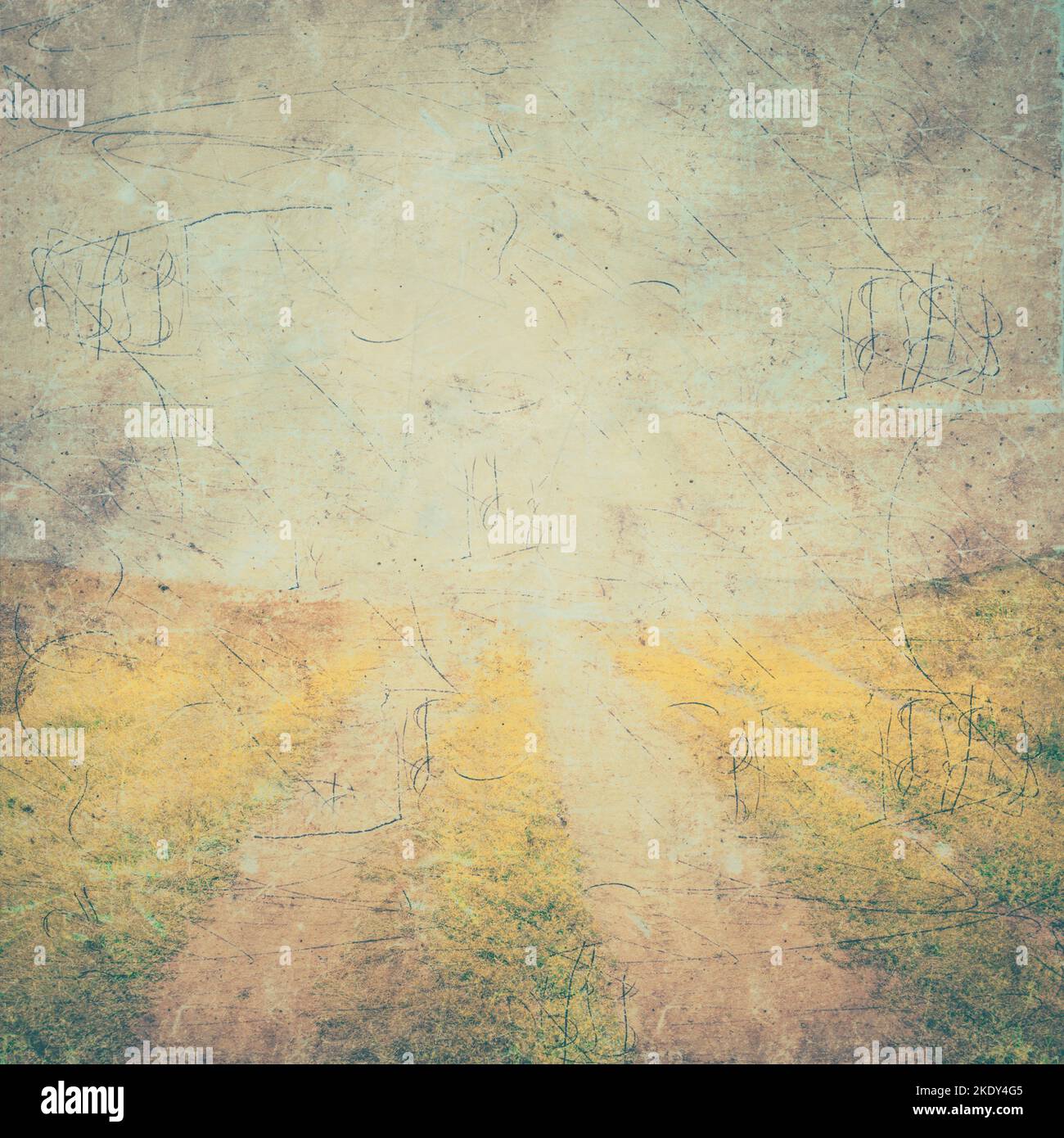 old texture with clouds and road vintage Stock Photo - Alamy