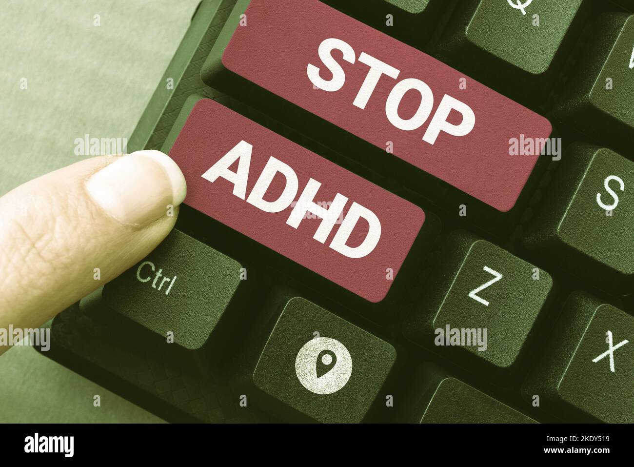 Text caption presenting Stop Adhd, Business overview treat a disorder ...