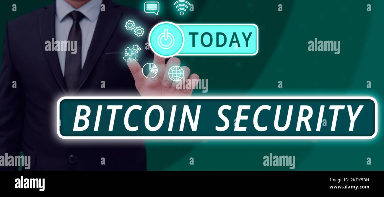 Writing displaying text Bitcoin Security, Concept meaning funds are ...
