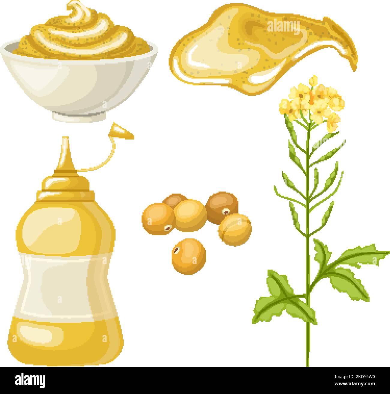 mustard sauce food set cartoon vector illustration Stock Vector Image ...