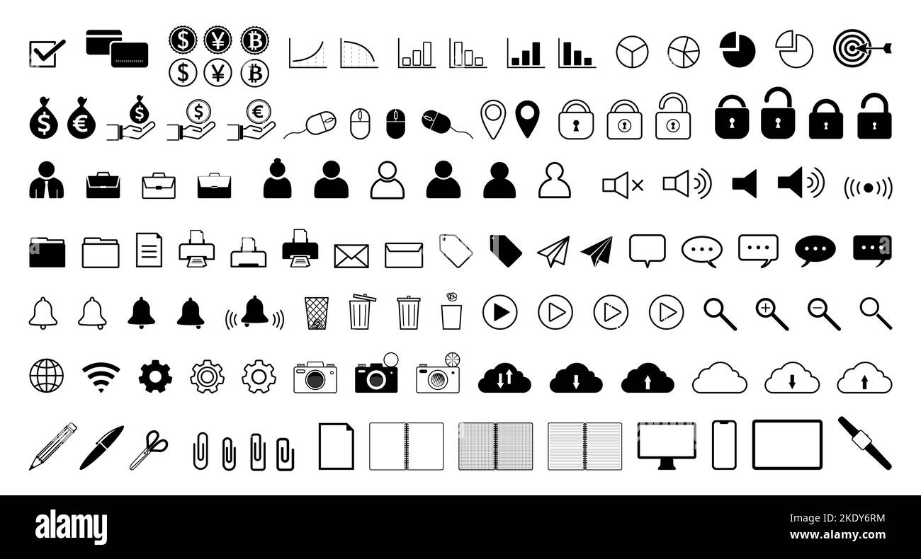 Business and finance icon set. 115 icon collection. Vector illustration ...