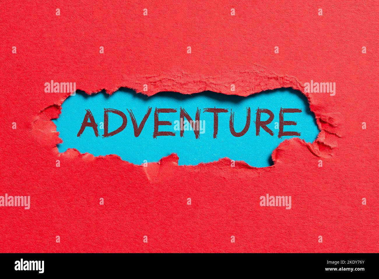 Sign displaying Adventure, Word Written on enterprise involving ...