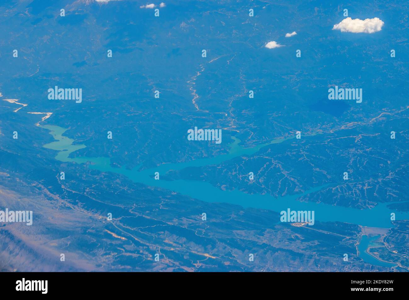 Mountains, rivers and clouds from above Stock Photo - Alamy