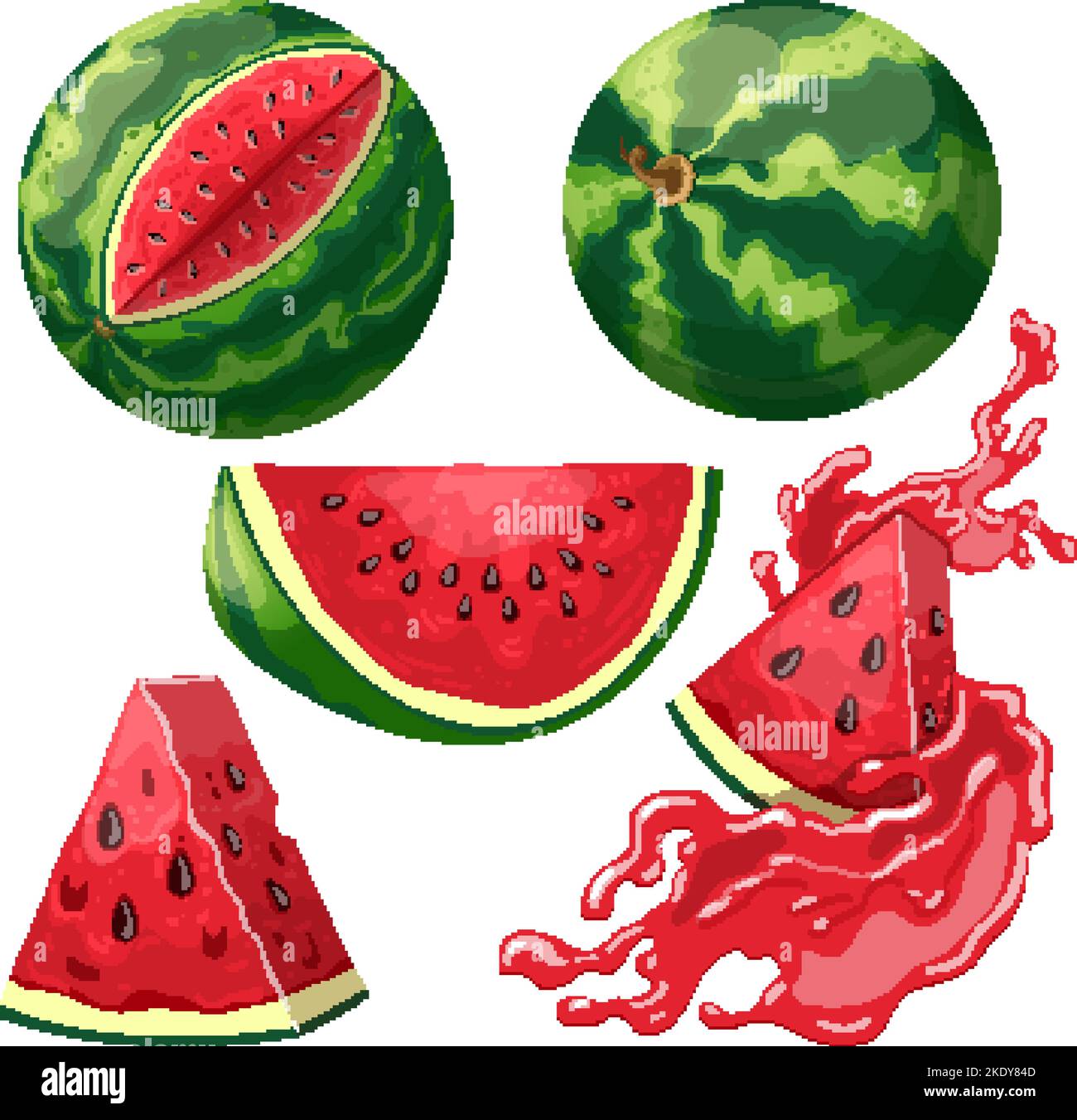 watermelon slice set cartoon vector illustration Stock Vector Image ...