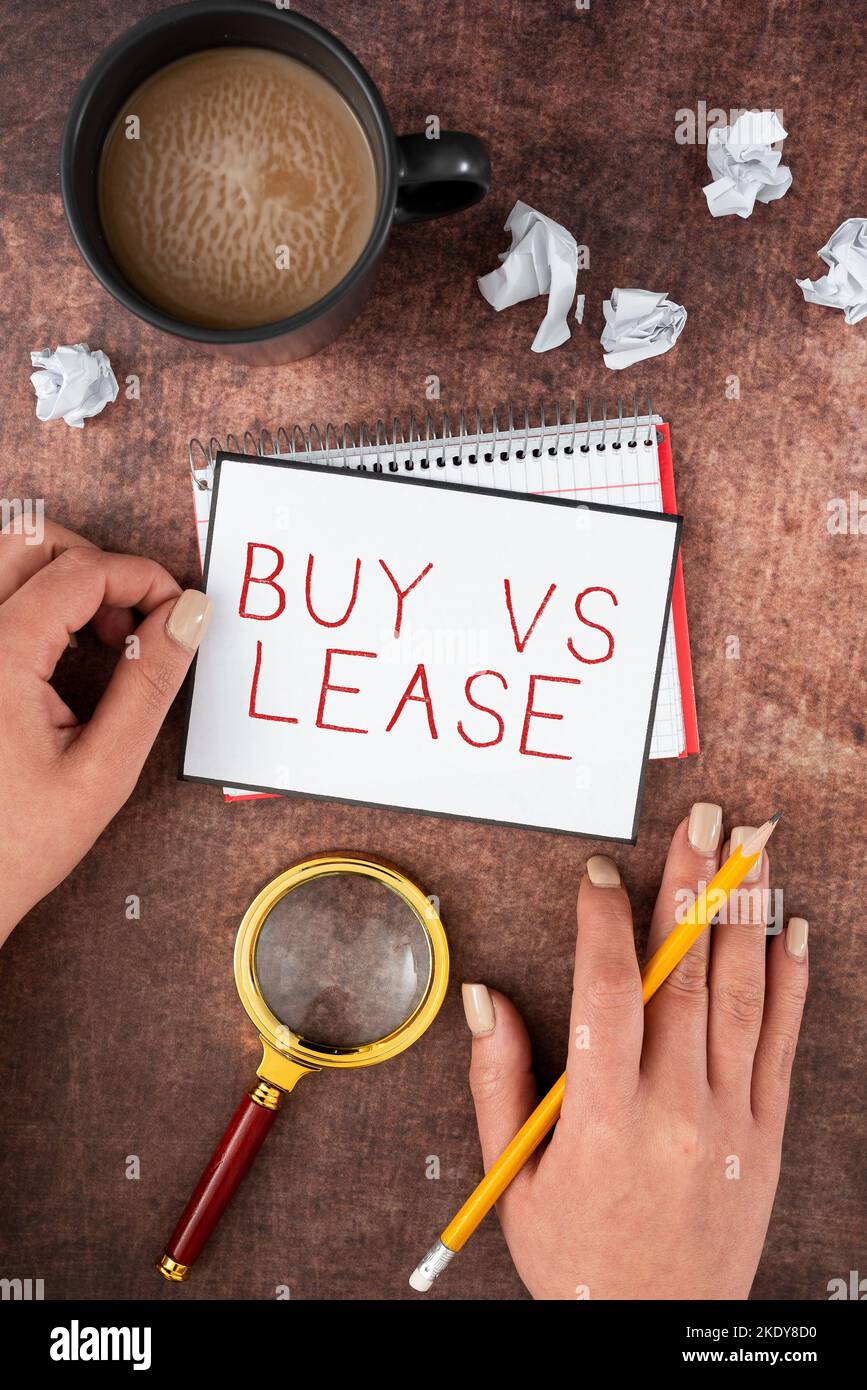 Sign displaying Buy Vs Lease, Internet Concept Own something versus ...
