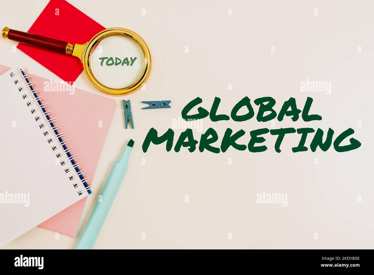 Sign displaying Global Marketing, Business showcase firm sells the same ...