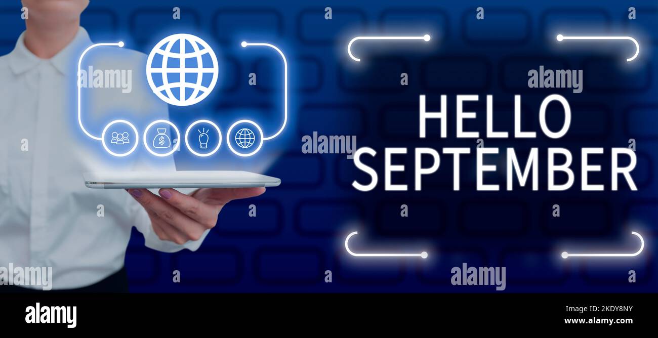 Handwriting text Hello September, Business approach greeting used in ...