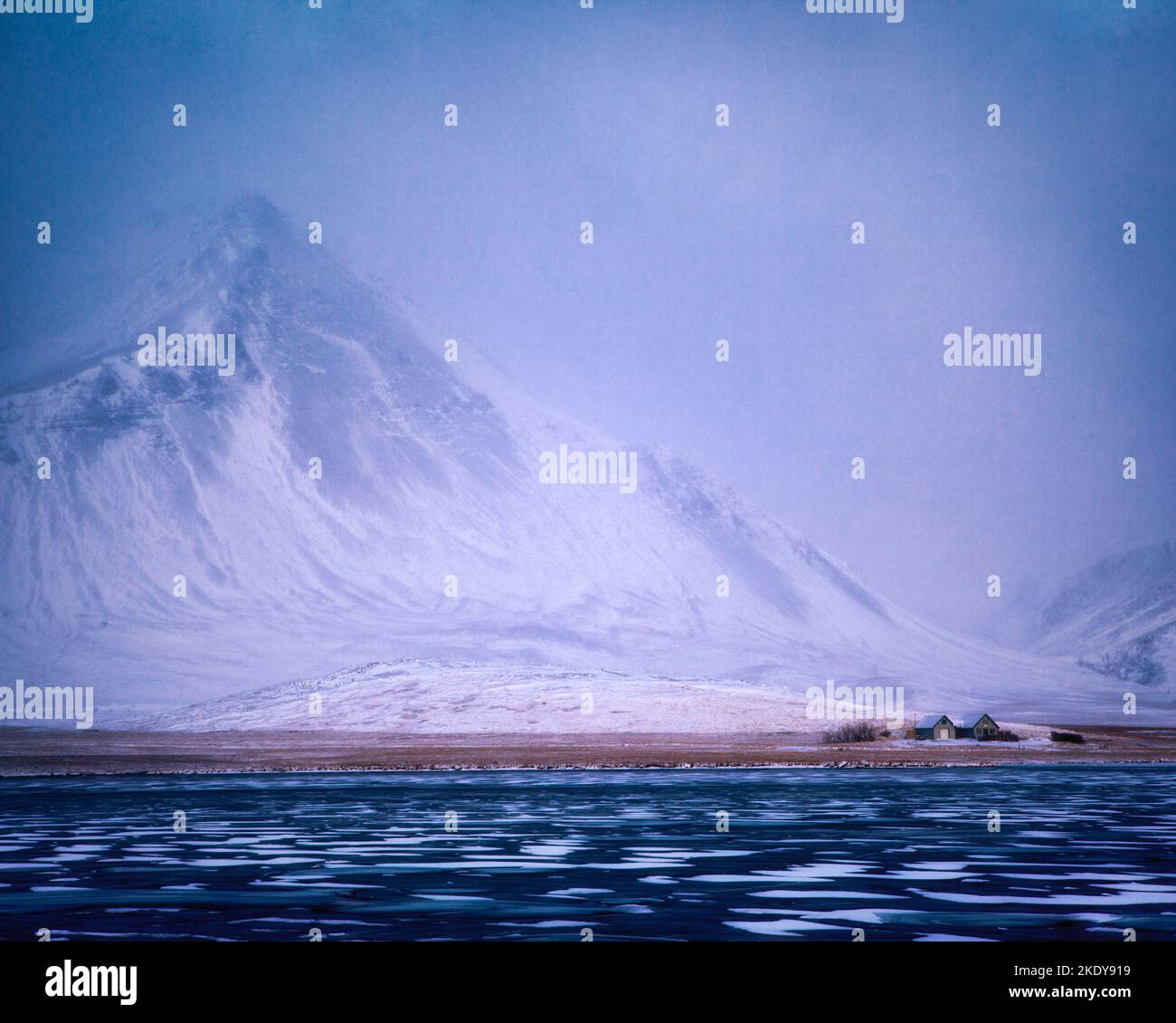 The Icelandic huts below a mountain on the Snaefellsnes peninsula Stock ...