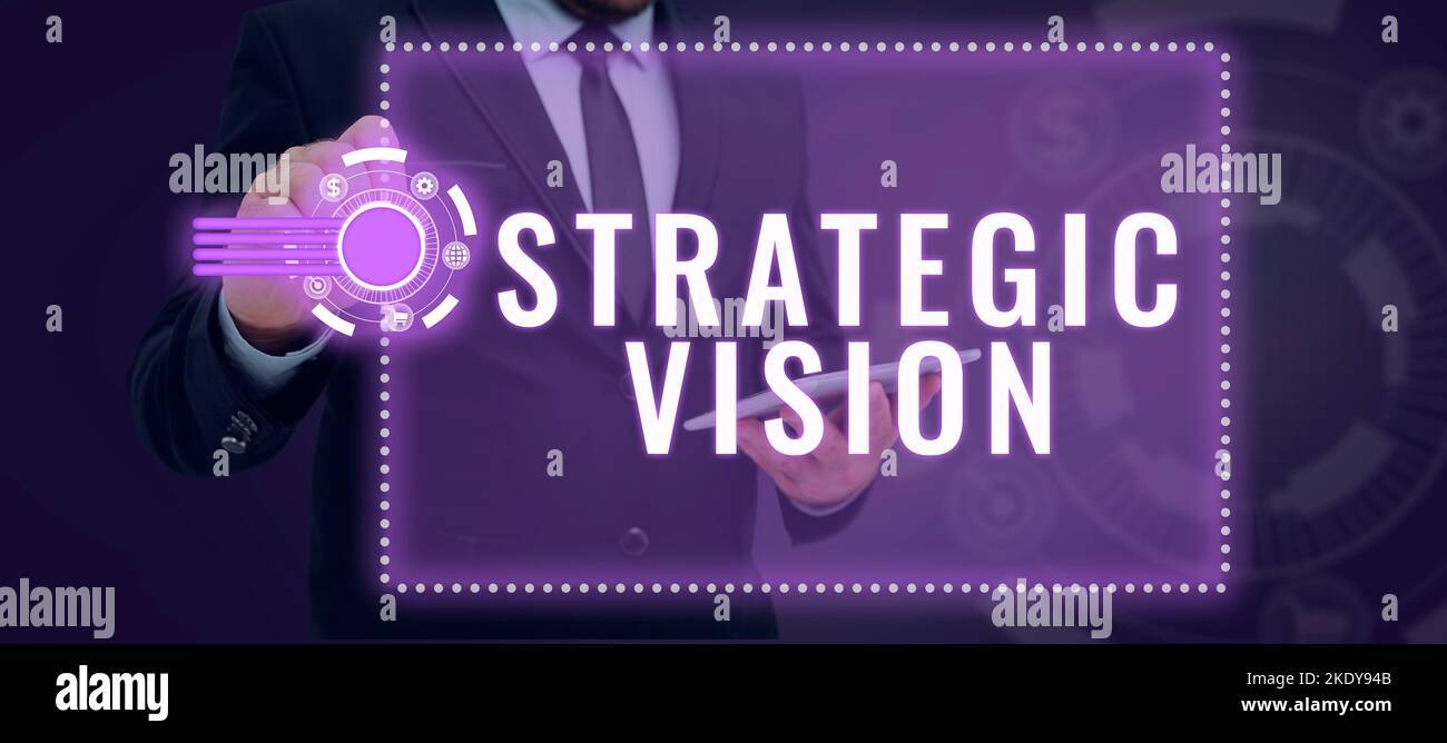 Hand writing sign Strategic Vision, Business approach clarifies the ...