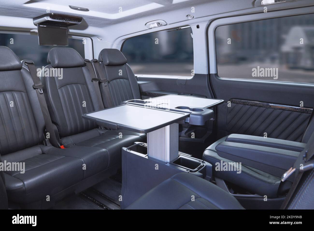 The back seat of the modern car for professional business travel Stock ...