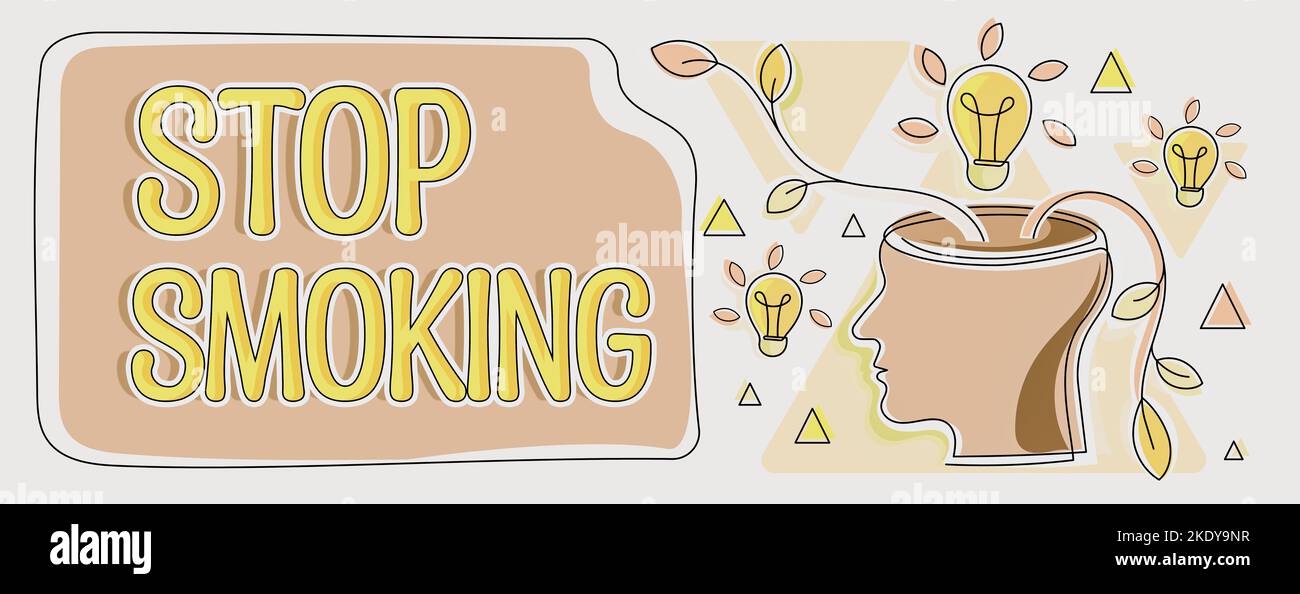 Text caption presenting Stop Smoking, Business concept Discontinuing or ...