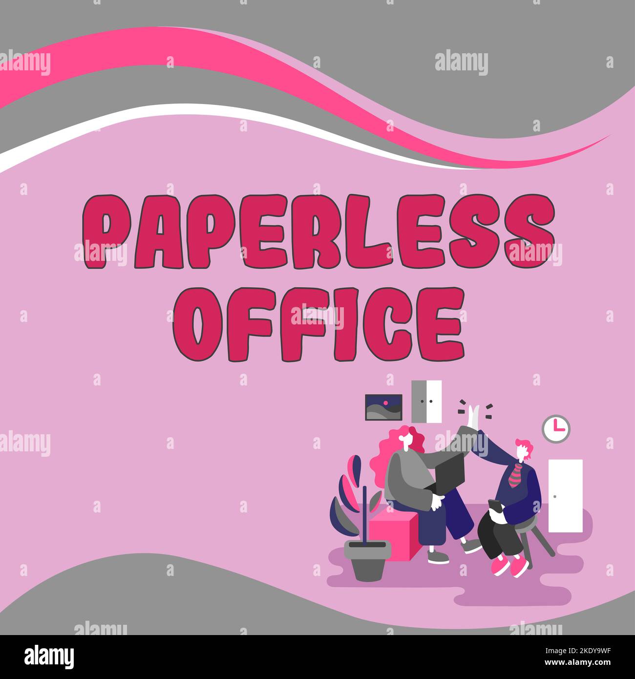 Hand writing sign Paperless Office, Business overview work environment ...