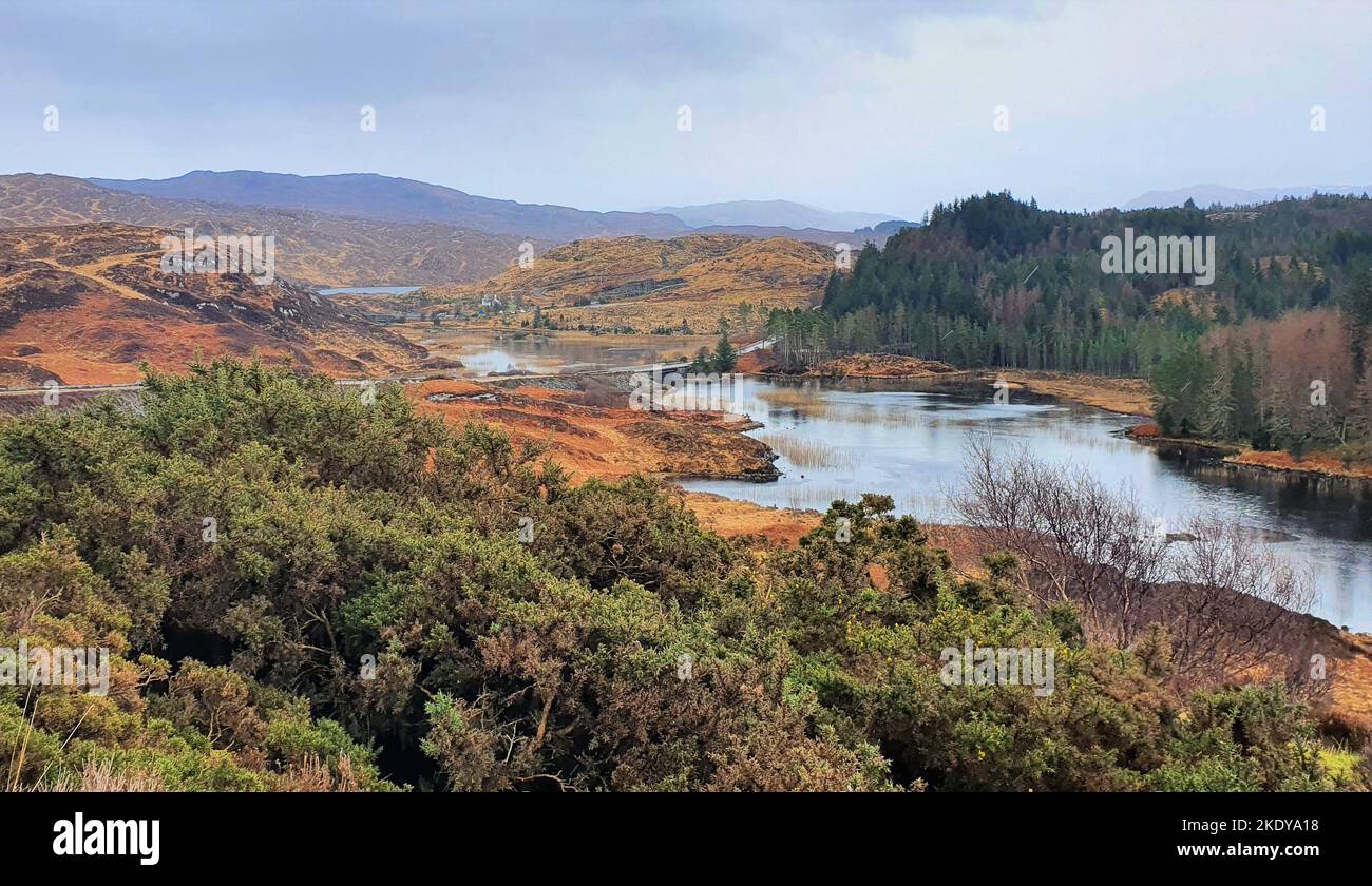 The Loch Duartmore around trees with autumn colors in Scotland Stock ...