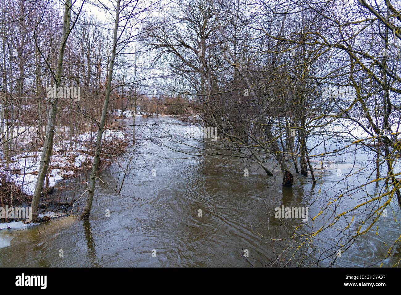 Spring flood time in small river Stock Photo - Alamy